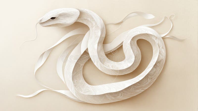 Illustration of a White Paper Snake with Intricate Patterns Stock ...