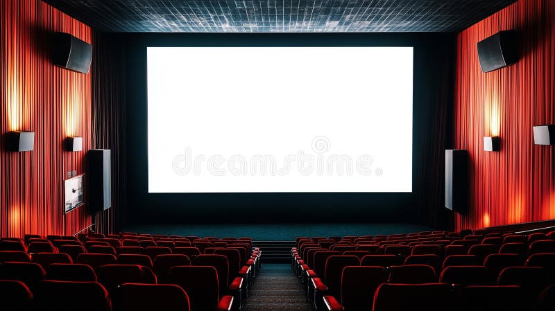 An Illustration of a White Screen in a Movie Theater Stock Photo ...