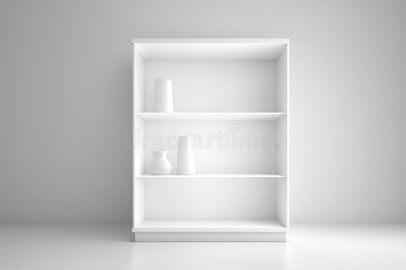 Illustration of a White Shelf in a Room, 3d Render Stock Illustration ...