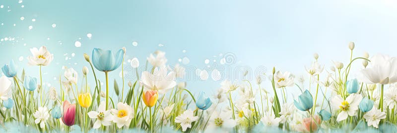 Illustration of White Spring Flowers Banner Stock Image - Image of ...