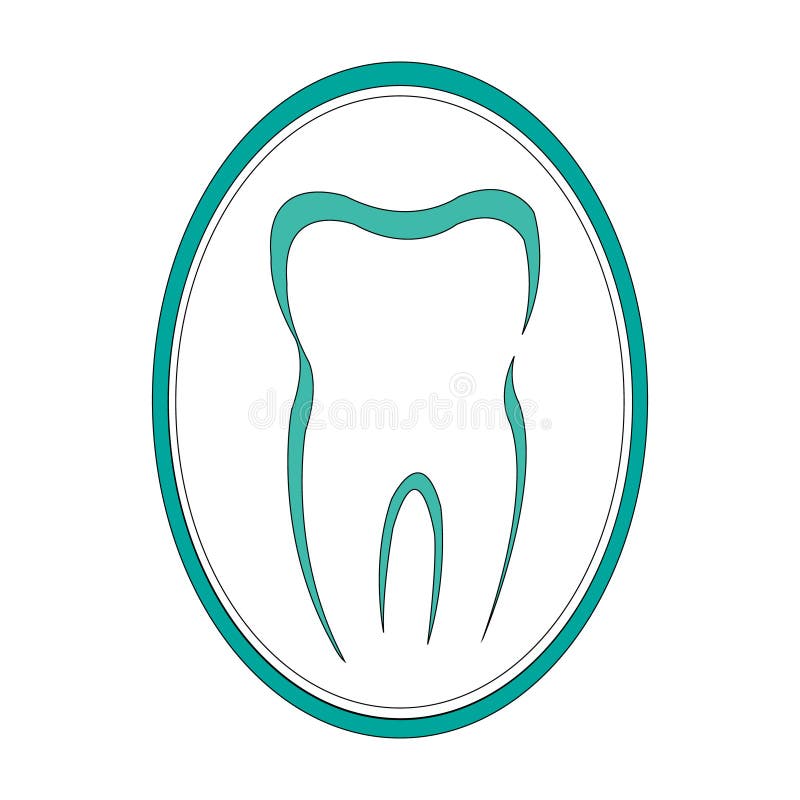 Simple Tooth Icon in a Aqua Colored Round Button. Stock Vector ...