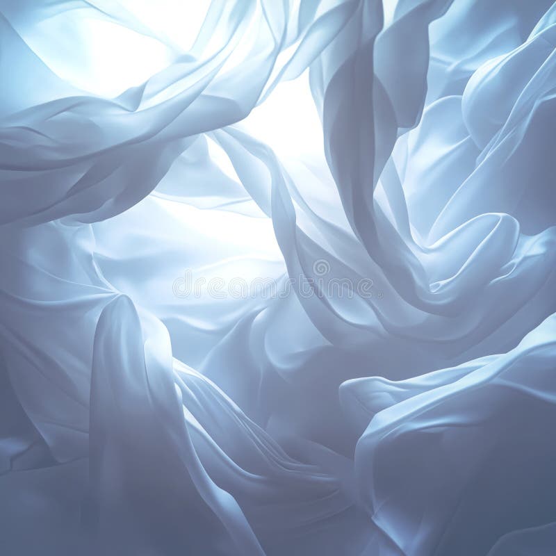 Illustration with White Translucent Waves of Fabric that Gently ...