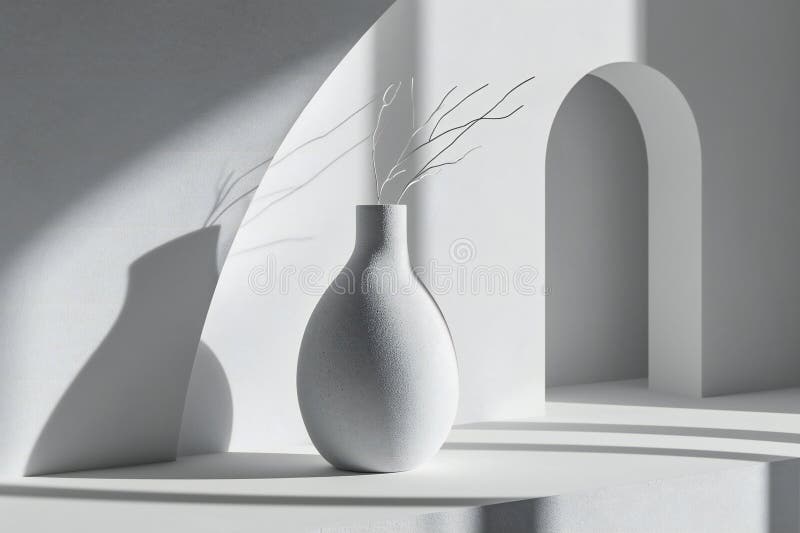 White Vase on a White Background with Shadows Stock Illustration ...