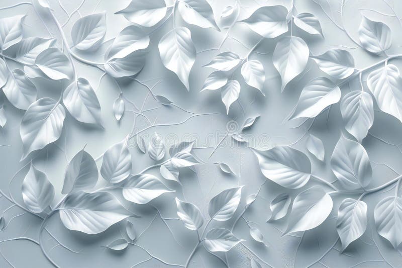 White Wall with a Leaf Pattern Decoration and a Seamless Textured ...