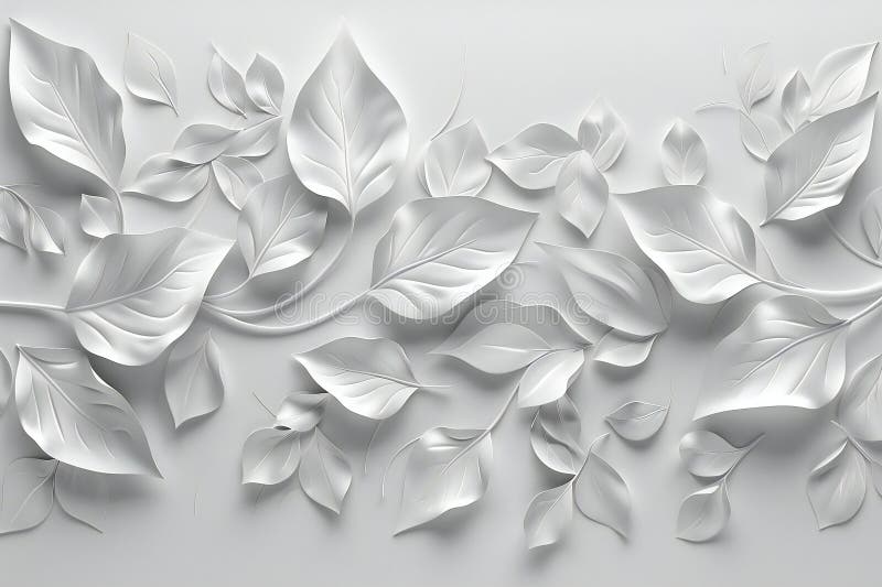 White Wall with a Leaf Pattern Decoration and a Seamless Textured ...