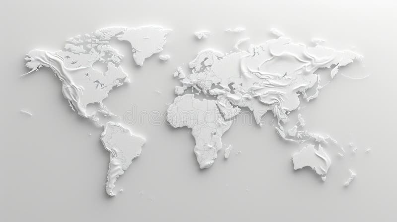 Illustration of a White World Map on the Solid Background. Generative ...
