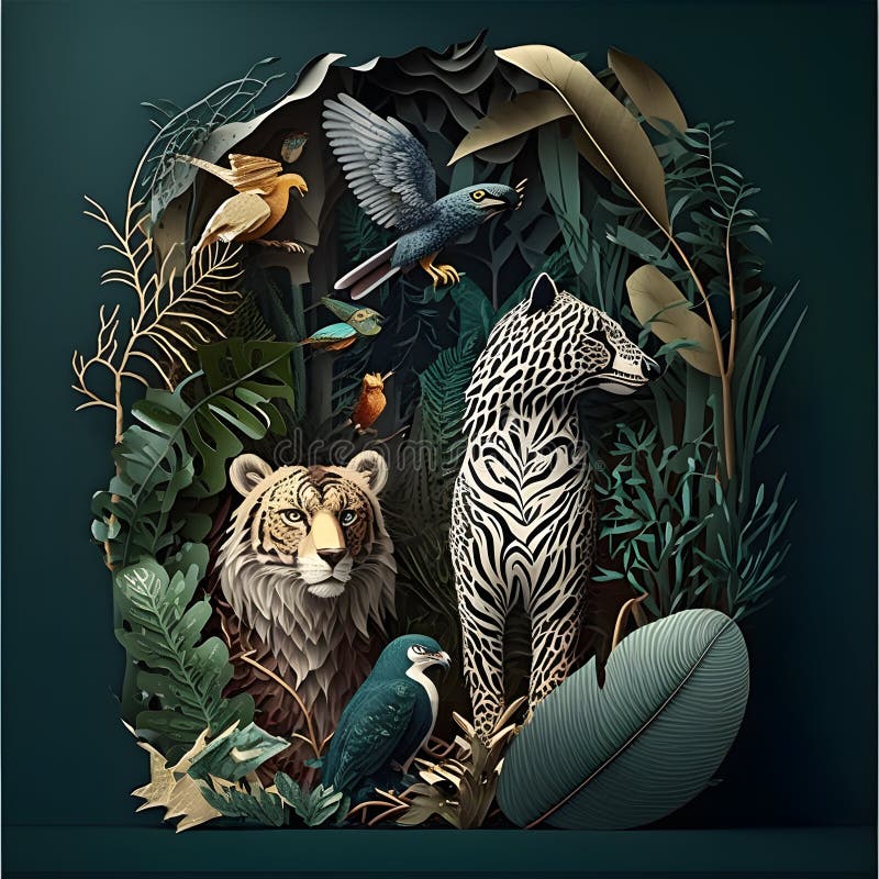 Wild Animals with Nature with Generative AI Technology Stock ...