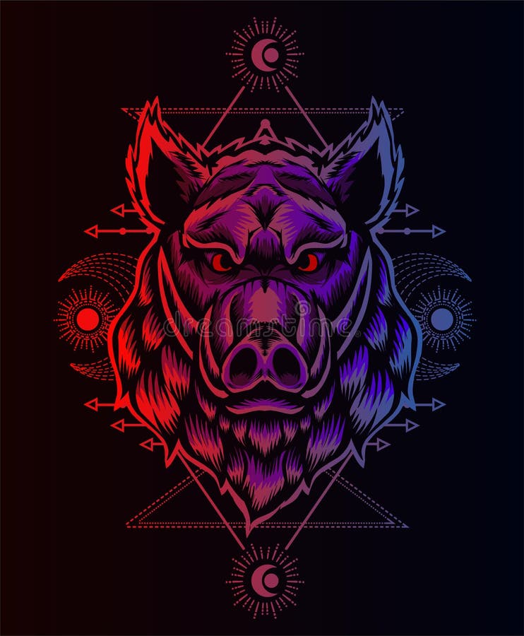 Illustration Wild Boar Head Gradient Color Stock Vector - Illustration of logo, head: 274394625