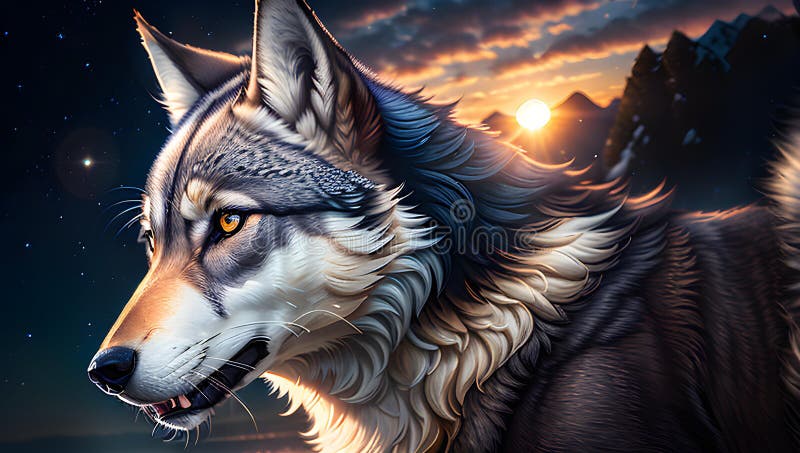 Illustration of Wild Gray Wolf Stock Illustration - Illustration of ...