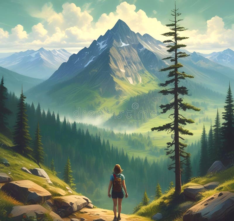 Illustration of Wild Spring Landscape Stock Illustration - Illustration ...