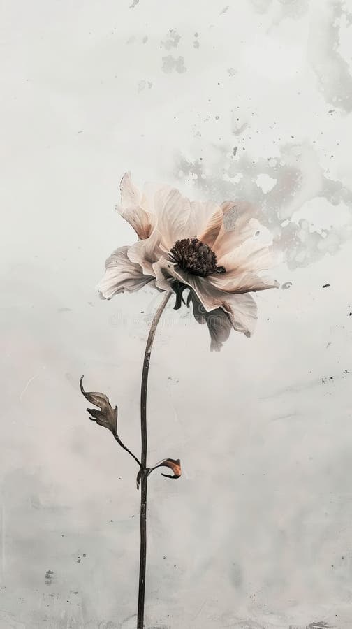 Illustration of a Wilted Flower Against a Plain White Backdrop ...