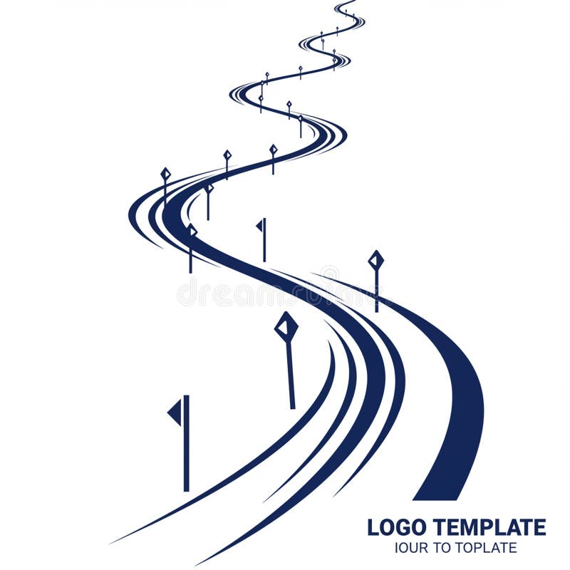 Illustration of a Winding Road Depicted with Blue Curved Lines ...