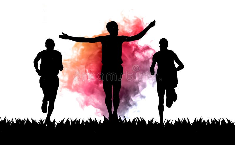 Winner of a Race - Three Men in a Frame Stock Illustration ...