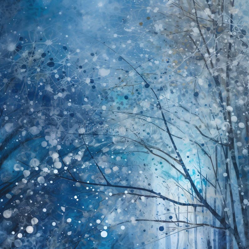Illustration Winter Abstract Background, Painted Nature with Snow Stock ...
