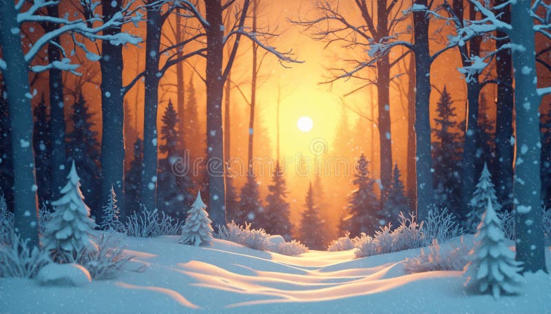 Cute Miniature Diorama of a Winter Forest Scene Stock Illustration ...