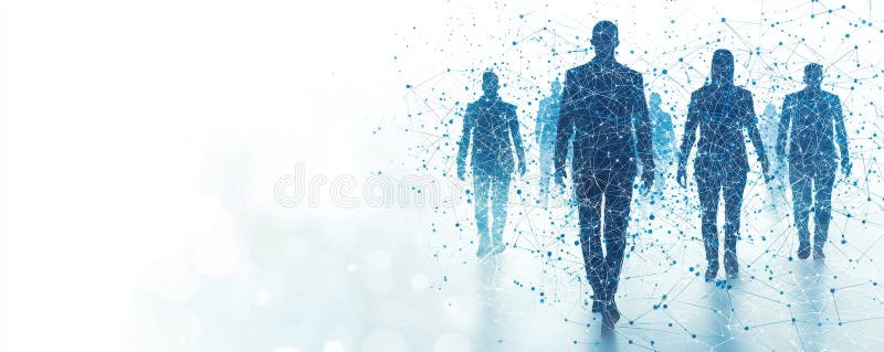 Illustration of Wireframe People Connected by a Digital Network ...