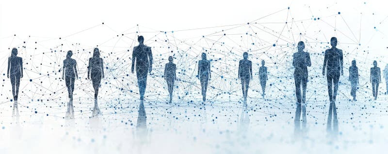 Illustration of Wireframe People Connected by a Network, Representing ...