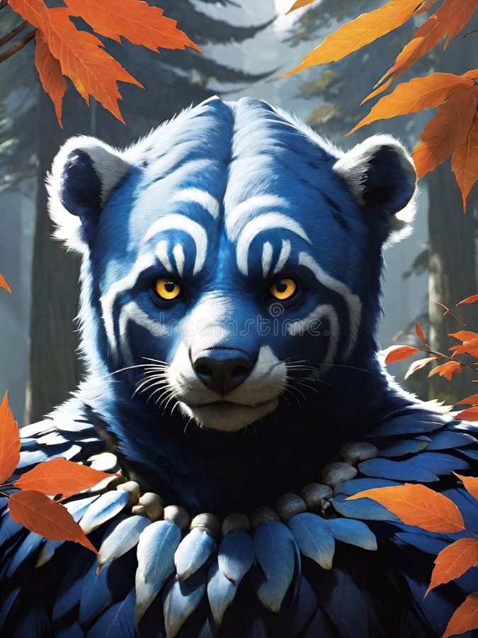 Illustration of a Wolf Bear in Autumn Forest Stock Illustration ...