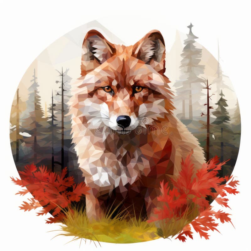 An Illustration of a Wolf in the Forest Stock Illustration ...