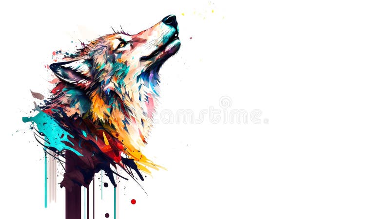 Illustration of Wolf in Fun Colors with Paint Splashes Stock ...