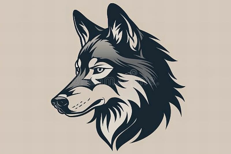 Wolf Head in Black and White Stylized Logo, High Quality, High ...