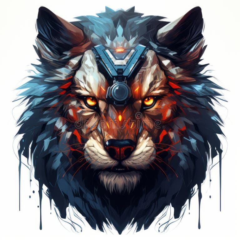 An Illustration of a Wolf with a Helmet on Its Head Stock Illustration ...