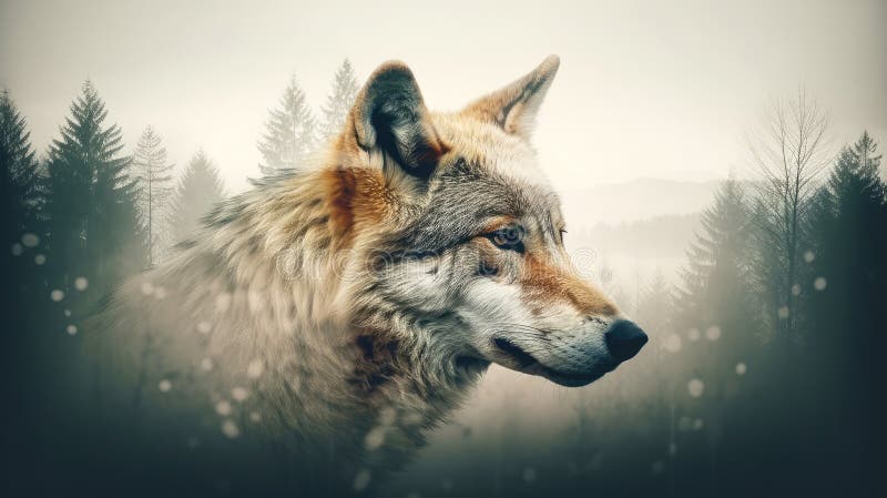 Illustration Wolf in Nature, Generative Ai. Stock Illustration ...