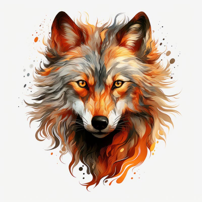 An Illustration of a Wolf with Orange and Yellow Eyes Stock ...