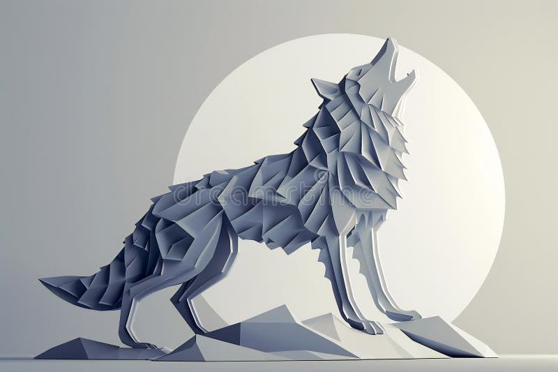 Illustration of a Wolf Origami Style, Rendering Stock Illustration ...