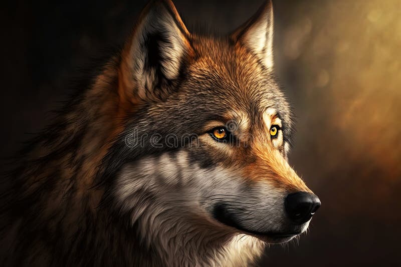Illustration of a Wolf from the Side. Generative AI. Stock Illustration ...
