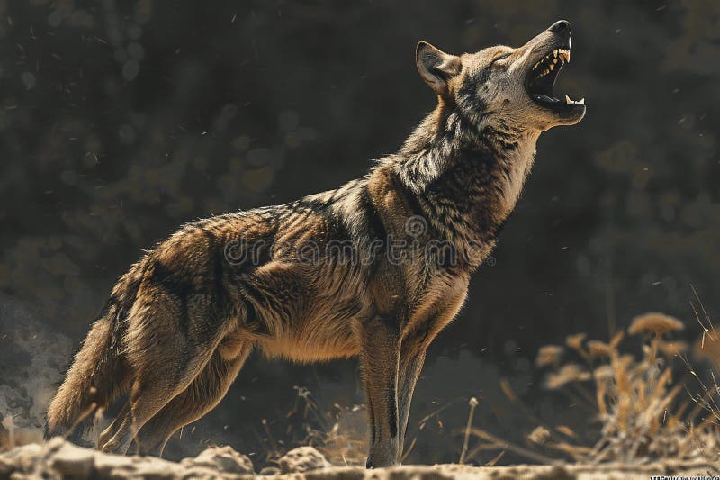 A Wolf Standing and Barking in the Nature, High Quality, High ...