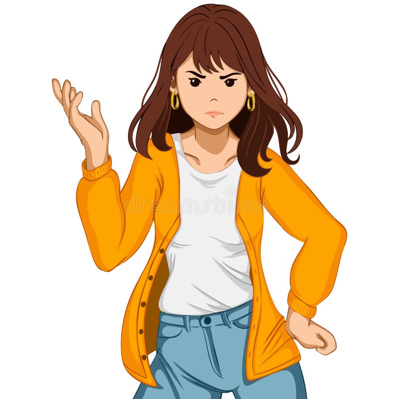 Illustration of a Woman with an Angry Expression Stock Vector ...