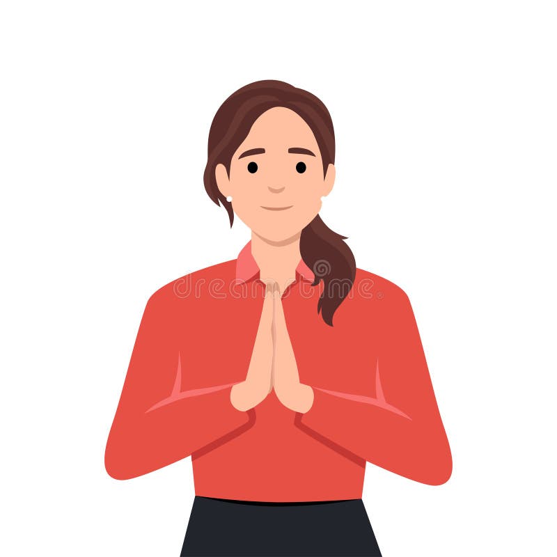 Illustration of a Woman Asking for a Request. Woman Feeling Sorry ...