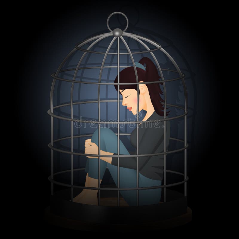 Illustration of Woman in the Cage Stock Illustration - Illustration of ...