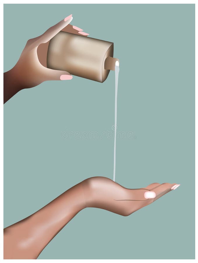Illustration of a Woman Hand Pouring Some Cream on the Other Hand Stock ...