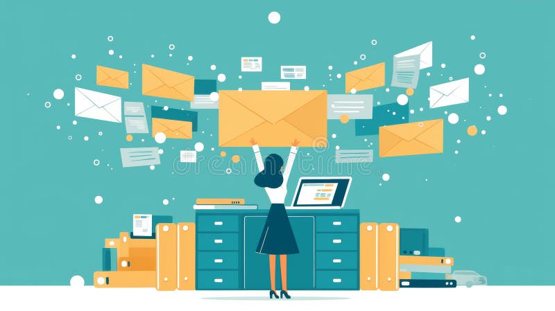 Digital File Management System Concept with Woman Organizing Documents ...