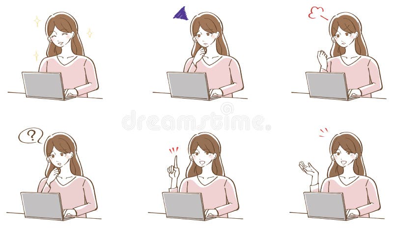 Illustration of a Woman Operating a Computer Stock Vector ...