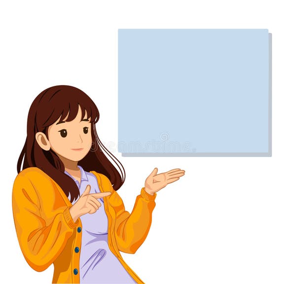Illustration of Woman Pointing at Board Stock Vector - Illustration of ...
