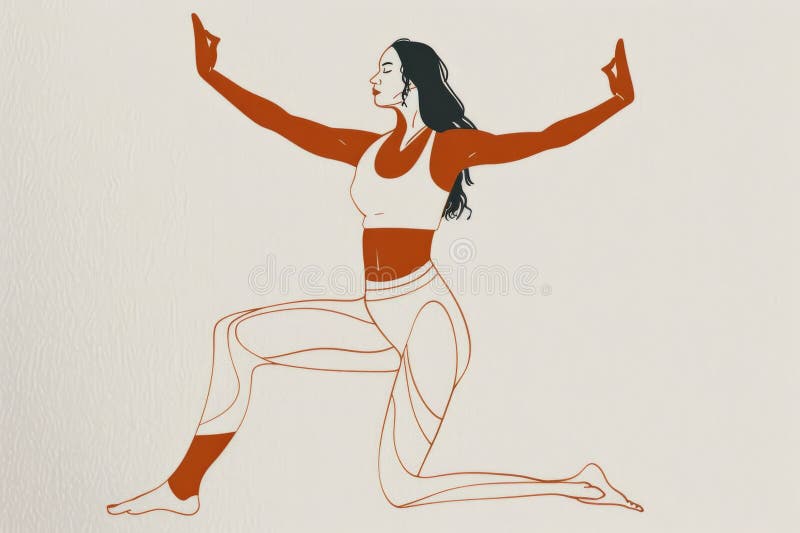Woman Practicing Yoga in a Dynamic Pose with Minimalist Design Stock ...