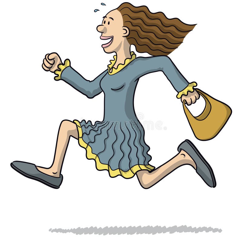 Woman running very fast stock vector. Illustration of comical - 77810137