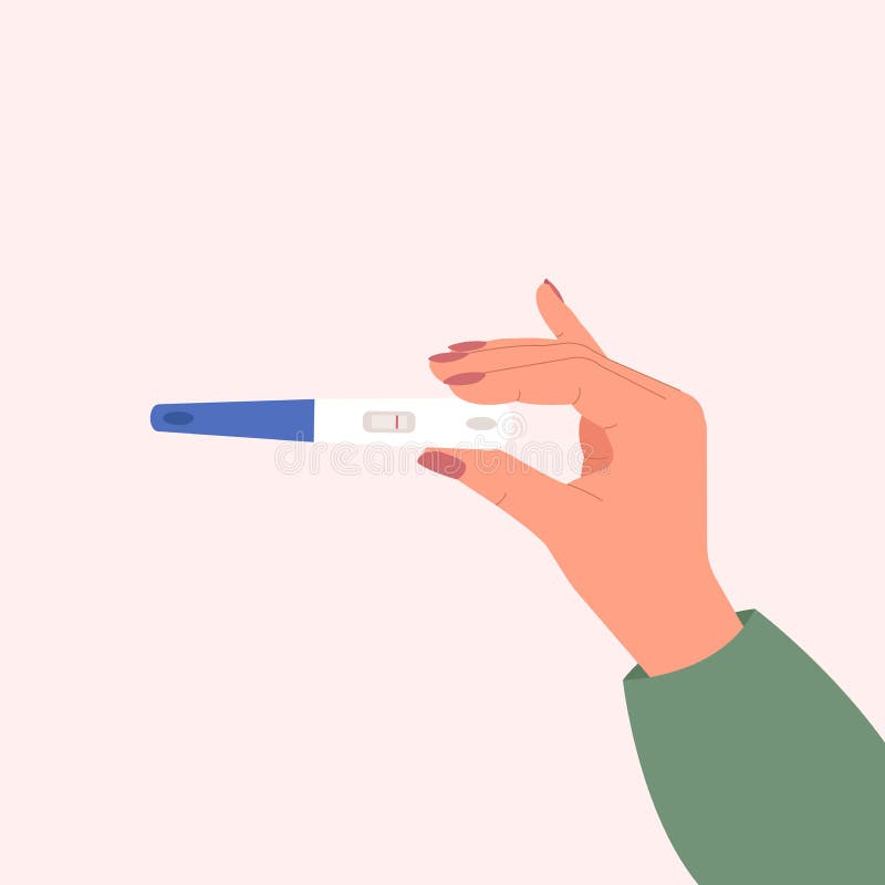 Illustration of a Woman S Hand Holding a Negative Pregnancy Test ...
