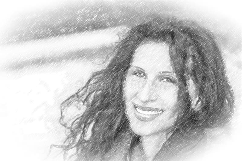 Illustration, Woman Smiling Stock Image - Image of woman, beard: 115333169