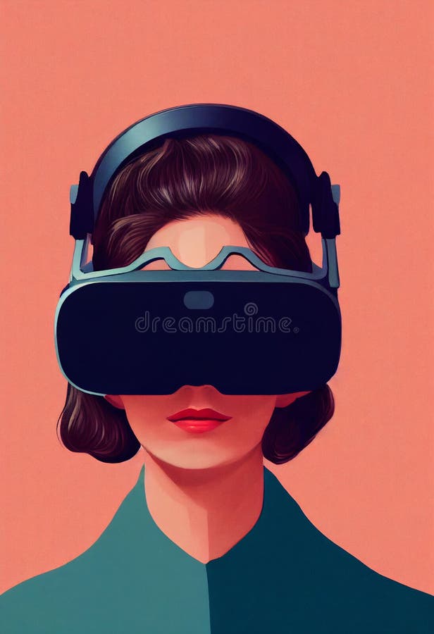 Illustration of a Woman Wearing a VR Headset Stock Illustration ...
