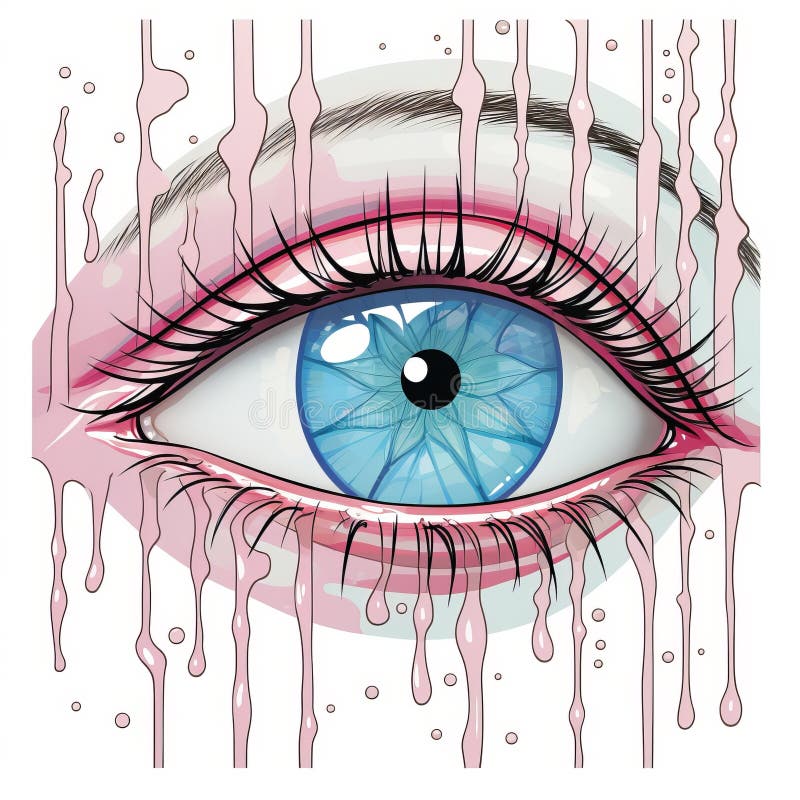 An Illustration of a Womans Eye with Dripping Water Stock Illustration ...