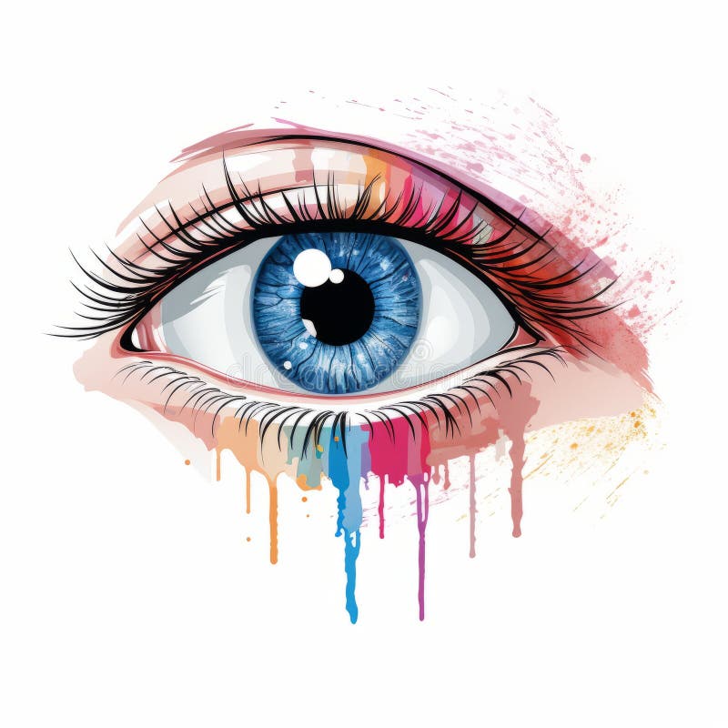 An Illustration of a Womans Eye with Paint Dripping Down it Stock ...