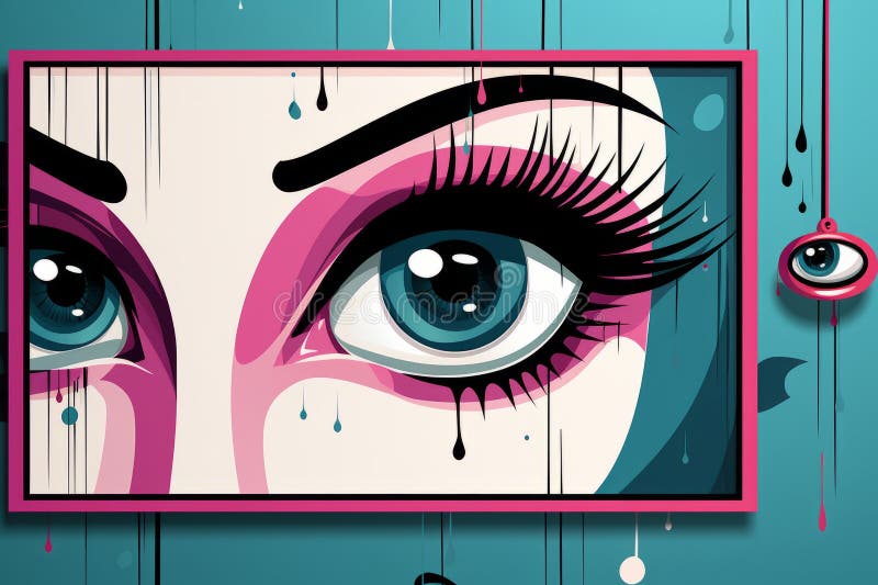 An Illustration of a Womans Eye with a Pink Frame Stock Illustration ...