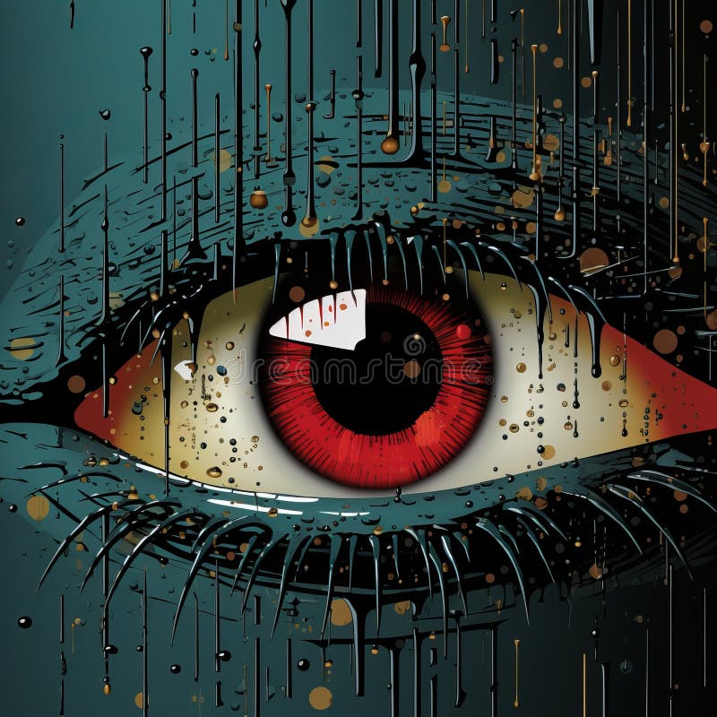 An Illustration of a Womans Eye with a Red Eye Stock Illustration ...