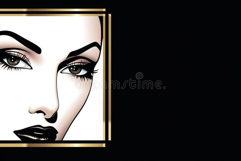 An Illustration Of A Womans Face With A Gold Frame Stock Illustration