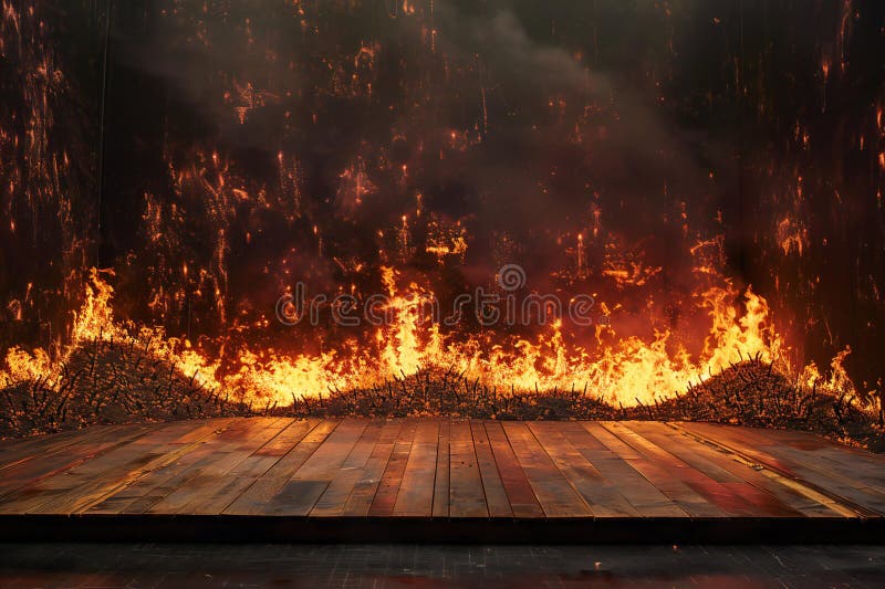 A Wooden Floor is Burning with Fire in Front of it Stock Illustration ...