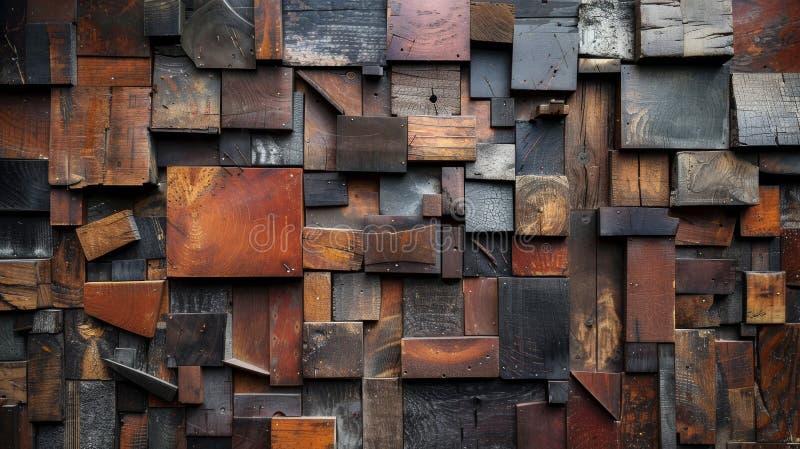 An Illustration of a Wooden Wall Featuring Wood Pieces in Different ...